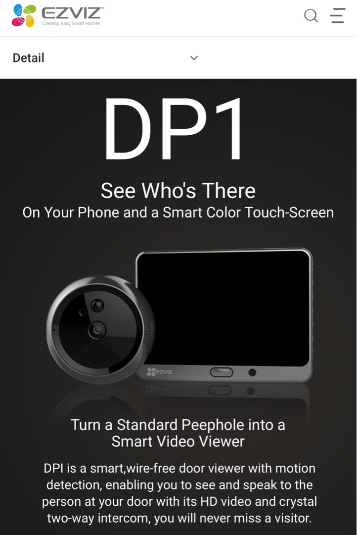 Ezviz 電子防盜眼 CS-DP1, 攝影器材, 鏡頭及裝備 - Carousell