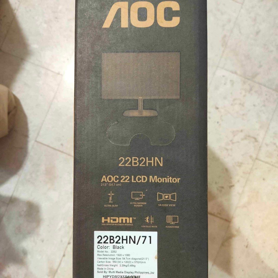 Frameless AOC 22B2HN 21.5” FHD VA Monitor Flicker-free 75hz, Computers ...