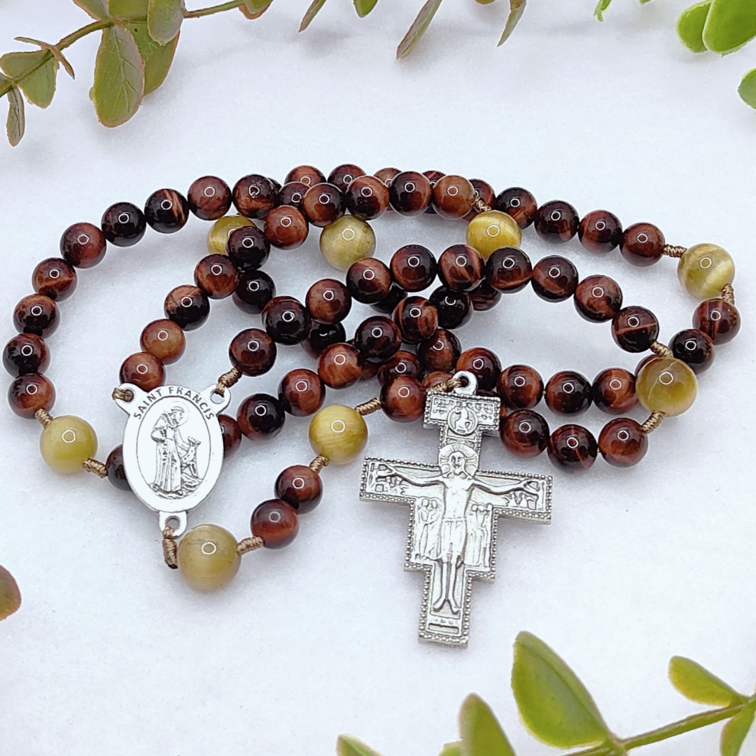 Franciscan Crown Rosary, St Francis of Assisi Center, Brown Tiger Eye ...