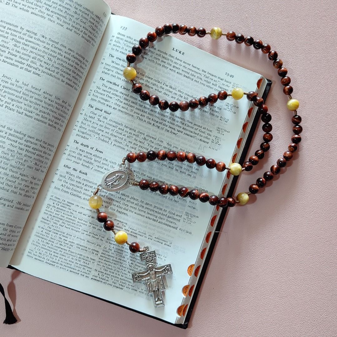 Franciscan Crown Rosary, St Francis of Assisi Center, Brown Tiger Eye ...