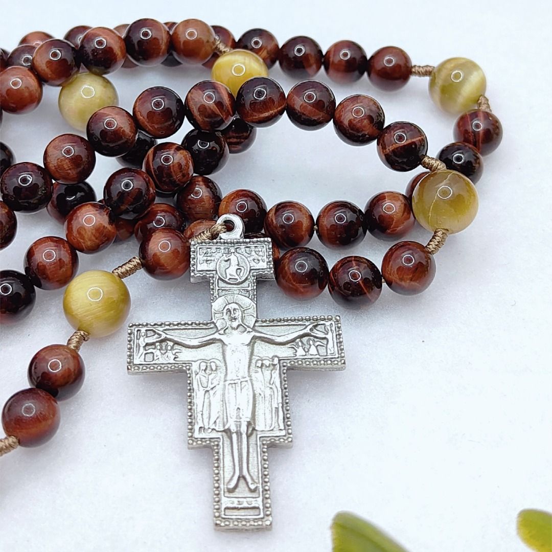 Franciscan Crown Rosary, St Francis of Assisi Center, Brown Tiger Eye ...