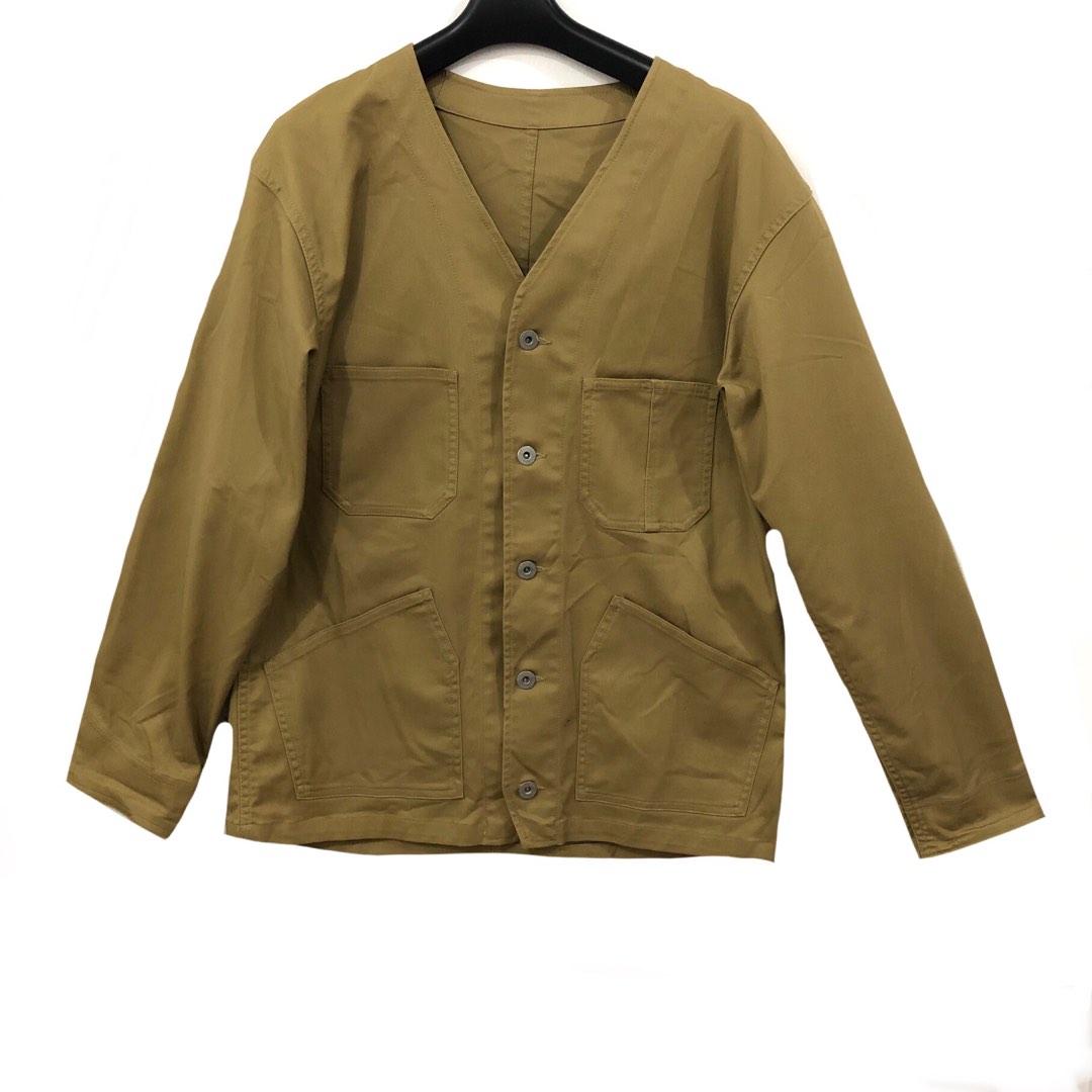 GU by Uniqlo Mens Japanese Style Collarless Chinos Outerwear, Men's ...