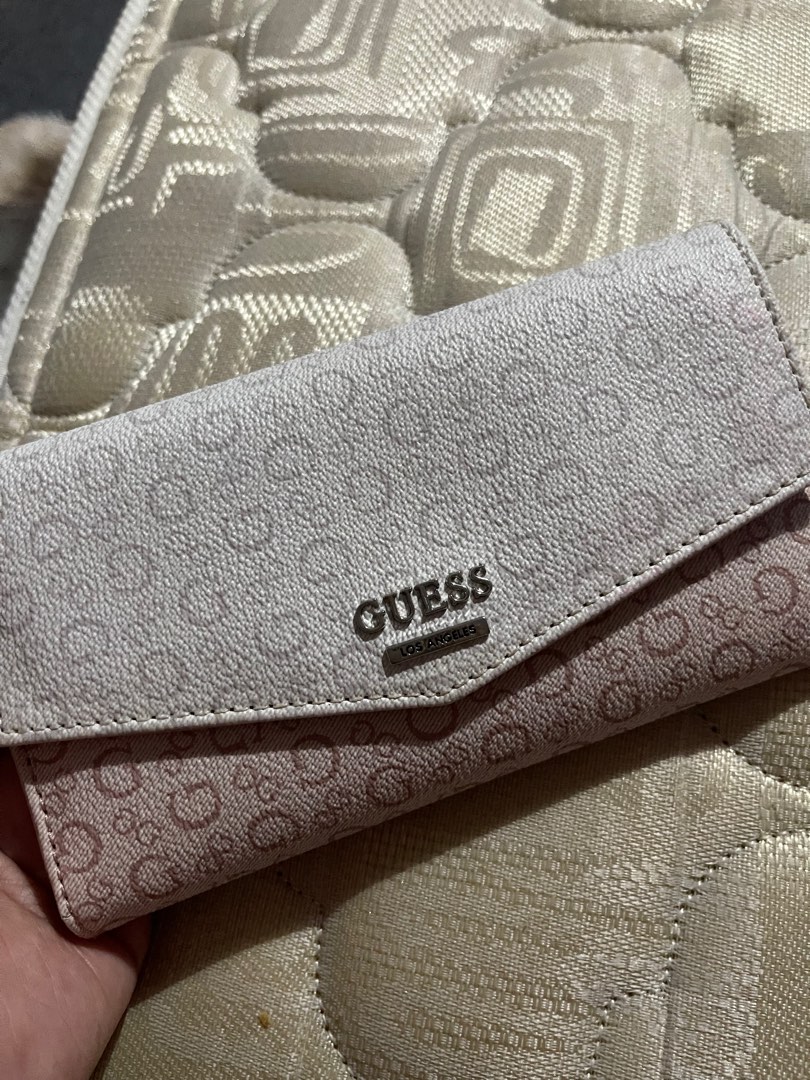 GUESS white and pink monogram wallet, Women's Fashion, Bags & Wallets ...