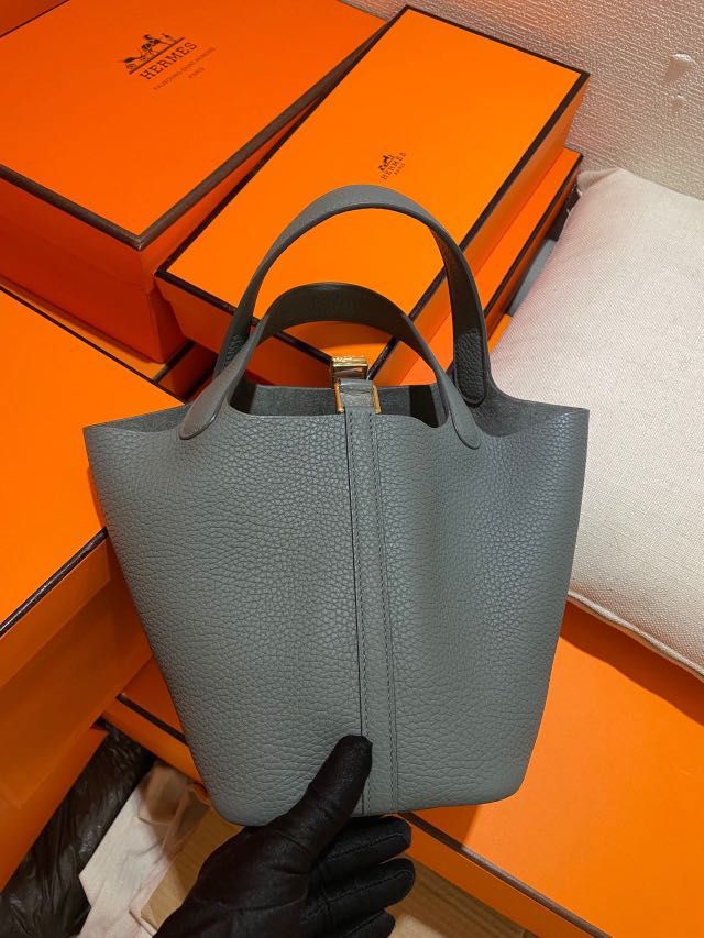Hermes Picotin 18 Gris Mayer, Fesyen Wanita, Tas & Dompet di Carousell