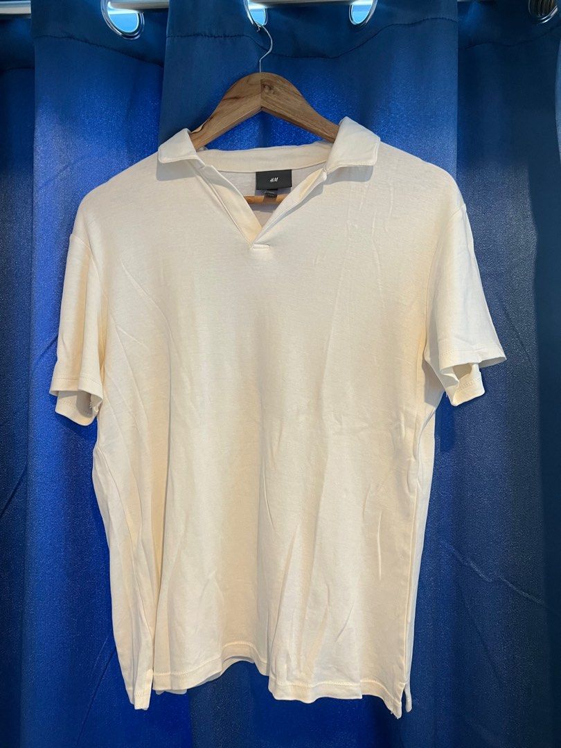 HnM Cream Collar Shirt, Men's Fashion, Tops & Sets, Tshirts & Polo ...