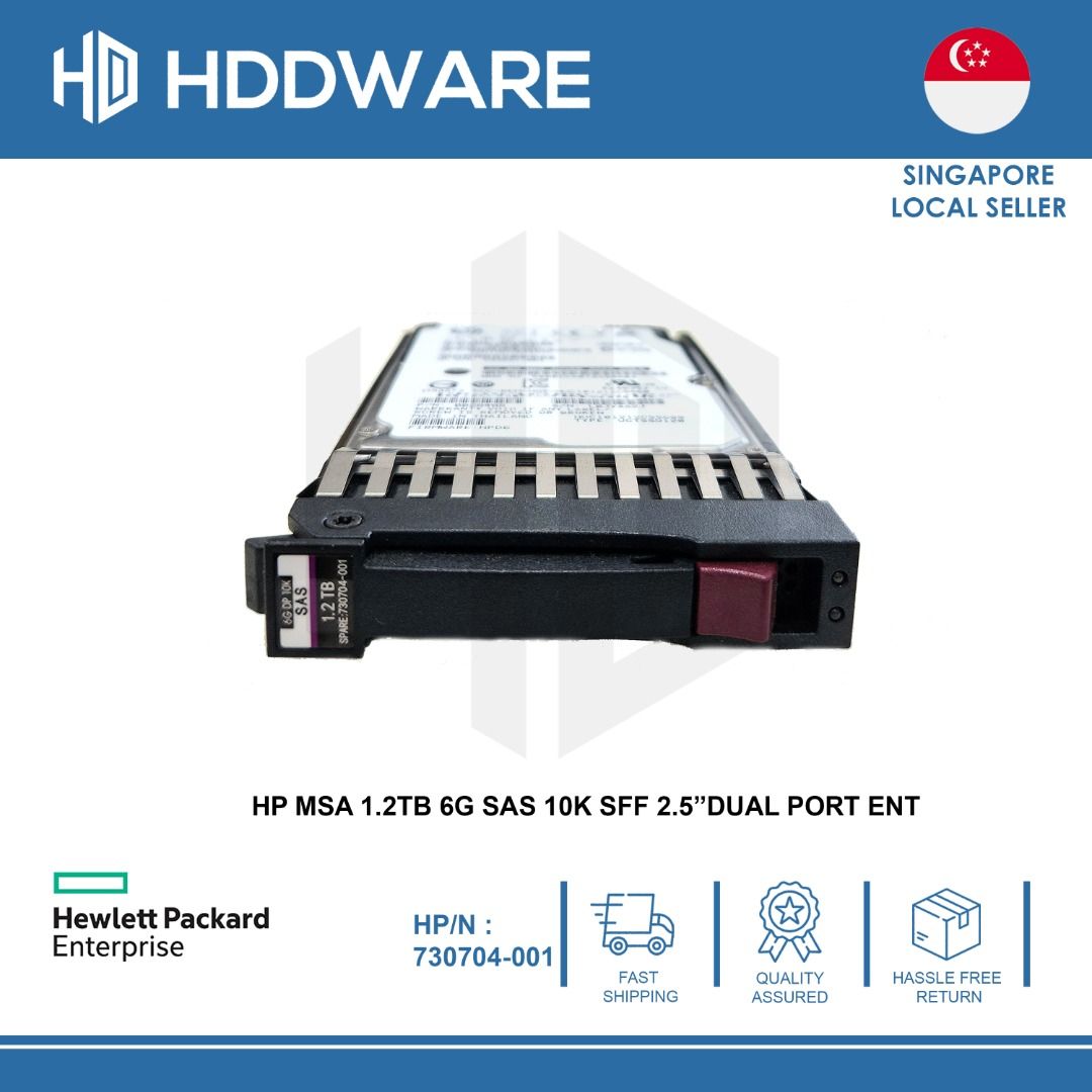 HP MSA 1.2TB 6G SAS 10K SFF(2.5-INCH) DUAL PORT ENT // E7W47A // 730704 ...