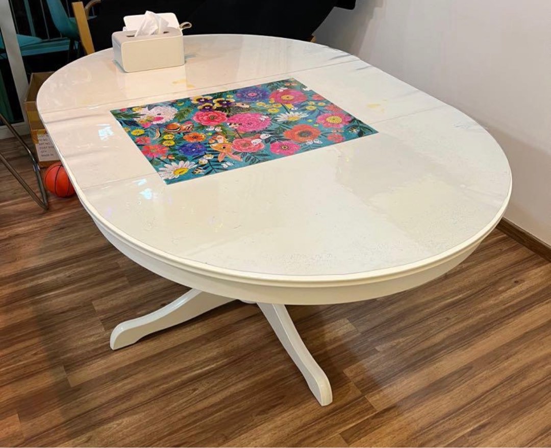 Ikea INGATORP extendable dining table in white, Furniture & Home Living ...