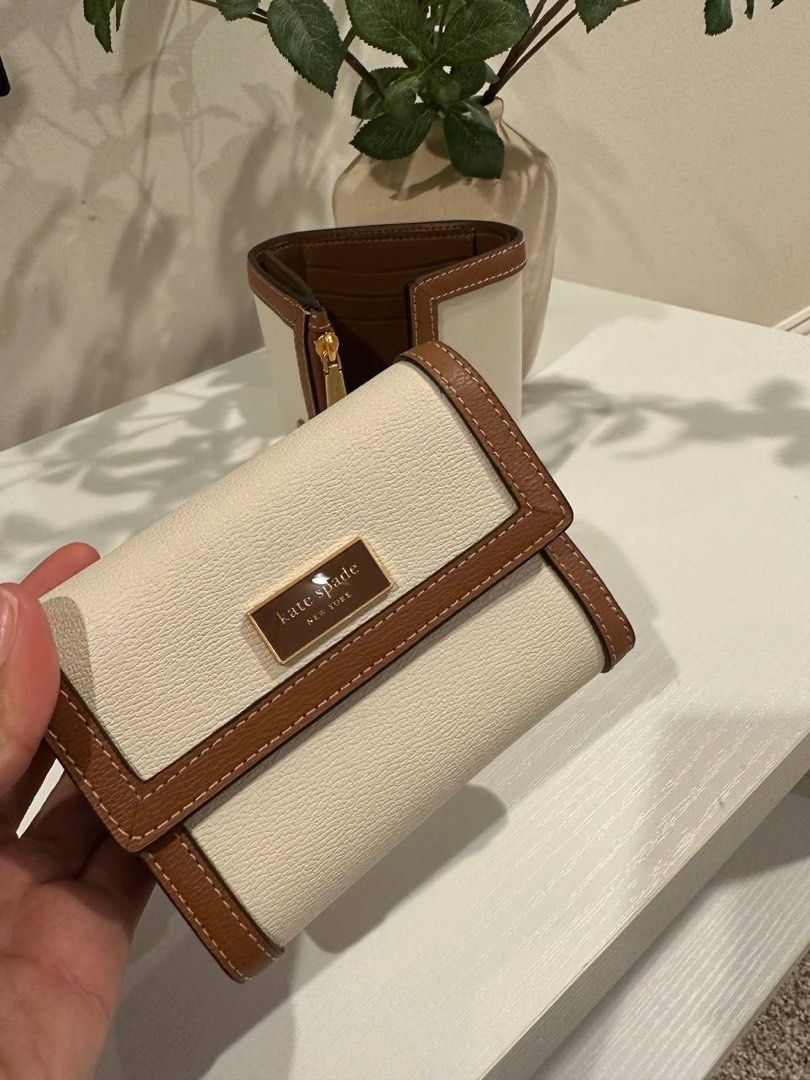 Kate Spade Katy Textured Bifold Wallet in Halo White, Luxury, Bags ...