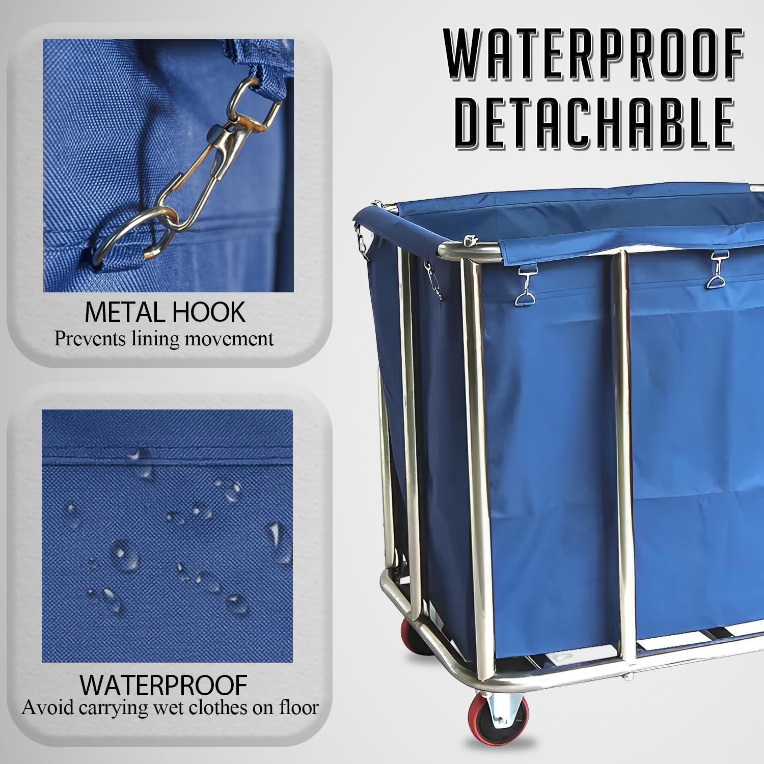 Kenpiko Commercial Laundry Cart with Wheels Heavy Duty Rolling Laundry ...