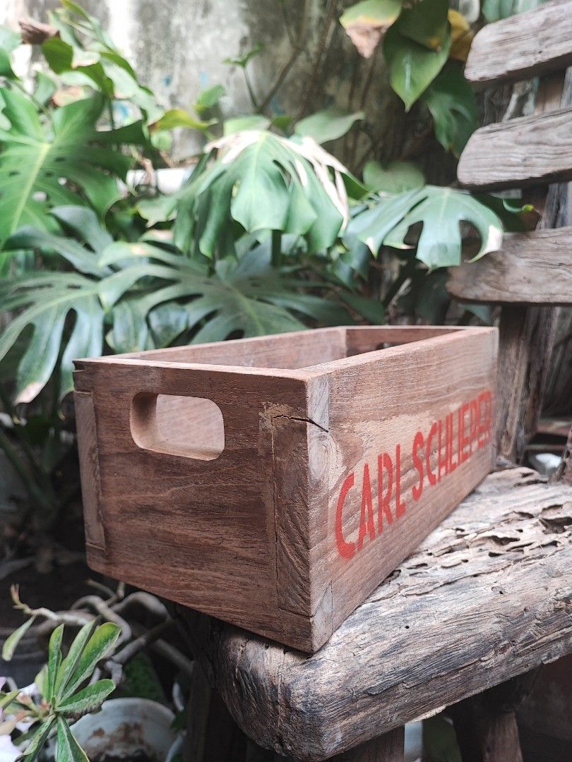 Kotak Kayu Jati Tua Letter Stencil Carl Schlieper, Antik, Furnitur di ...