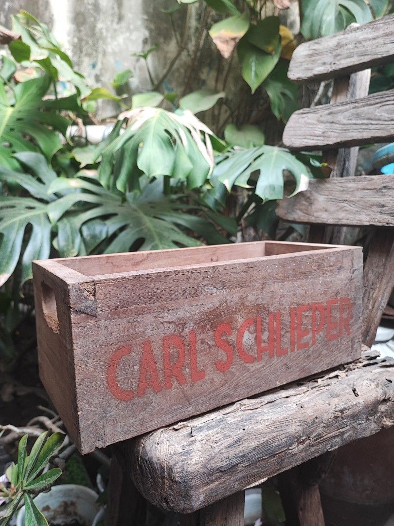 Kotak Kayu Jati Tua Letter Stencil Carl Schlieper, Antik, Furnitur di ...