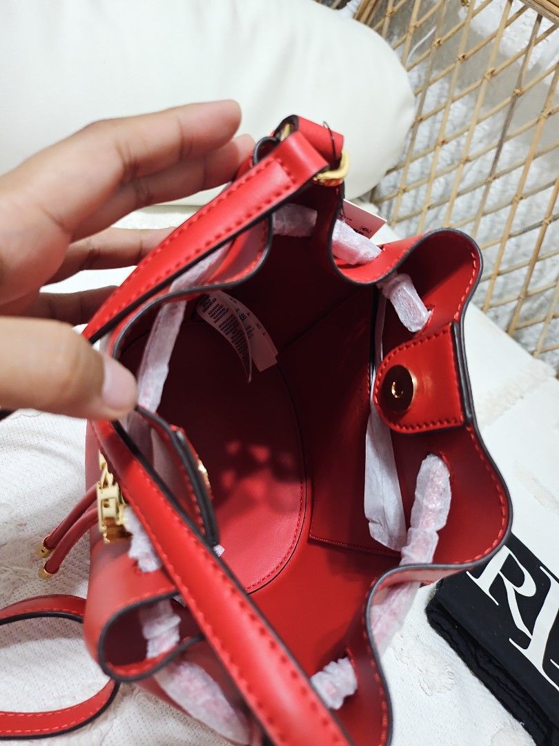 Lauren Ralph Lauren Andie Small Leather Drawstring Bucket Bag, Women's ...