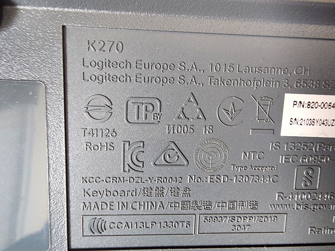 Logitech K270 - Wireless Keyboard and Mouse Set, Computers & Tech ...