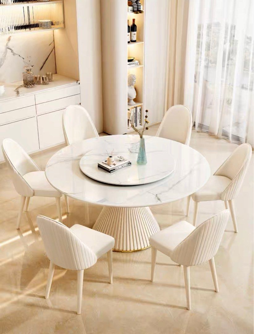 LORENZO Modern Round Dining Table, Furniture & Home Living, Furniture ...