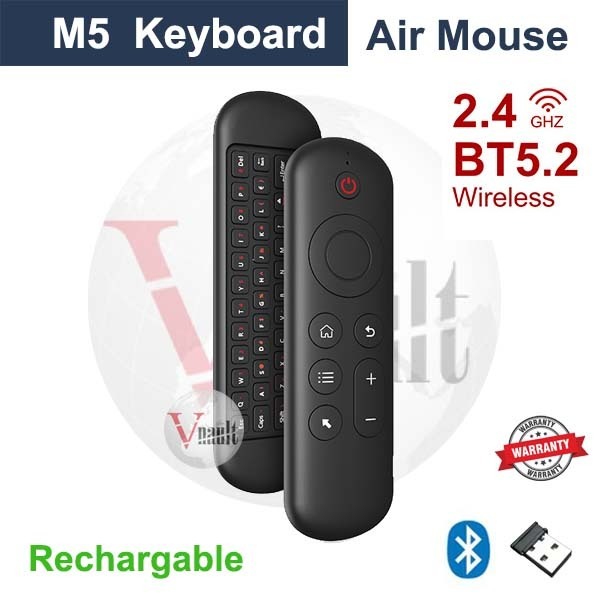 M5 Keyboard Air Mouse 2.4 GHz Bluetooth Rechargeable Remote Controller ...