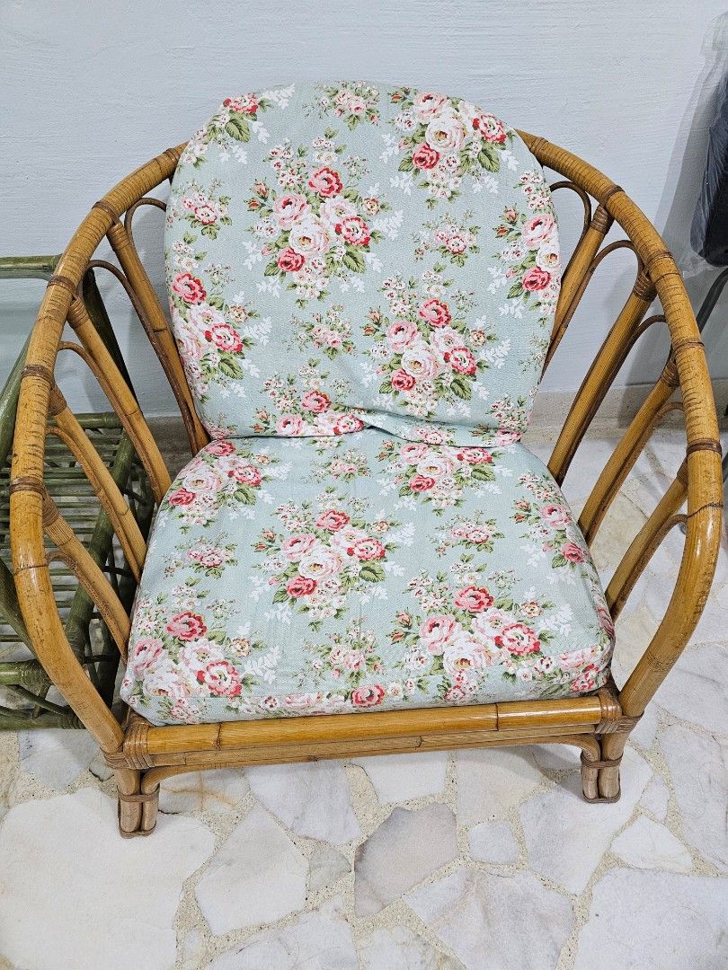 Manau rattan chairs and side table, Furniture & Home Living, Furniture ...