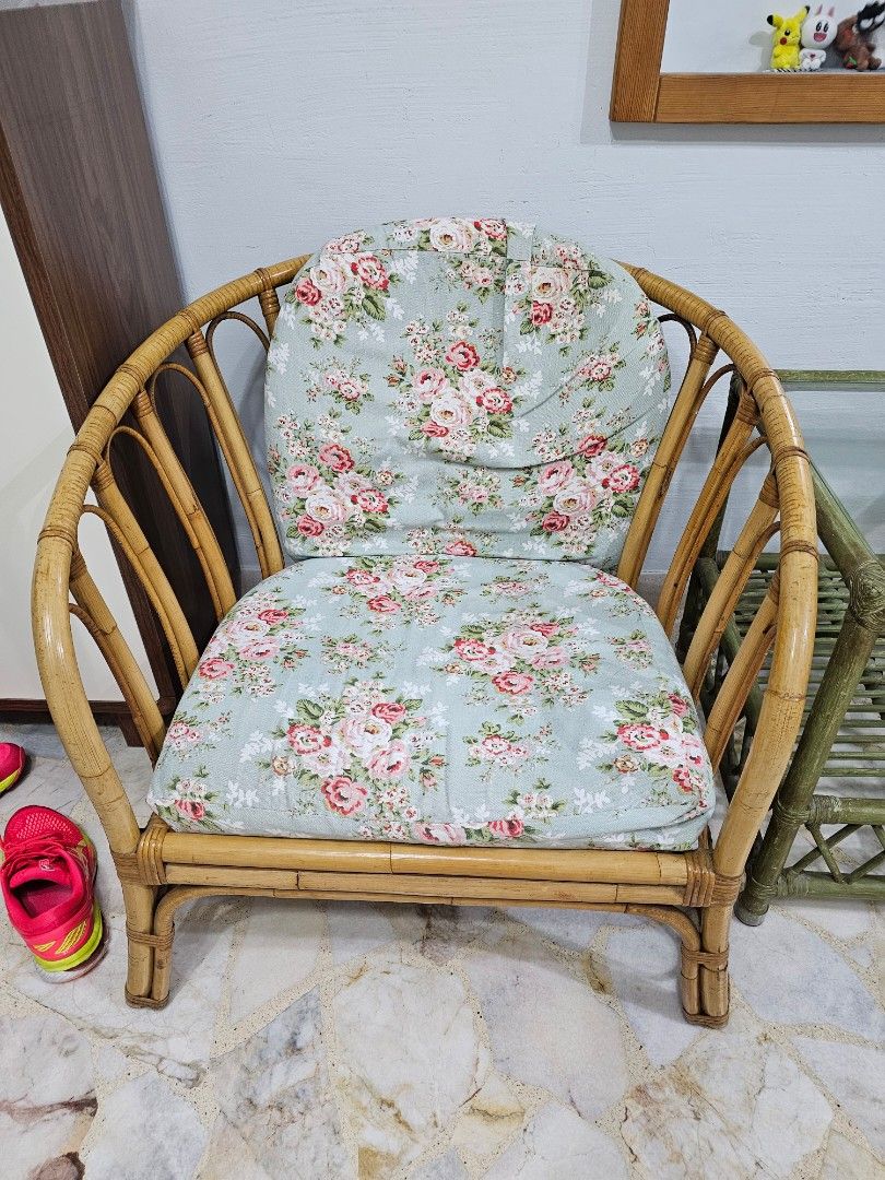 Manau rattan chairs and side table, Furniture & Home Living, Furniture ...