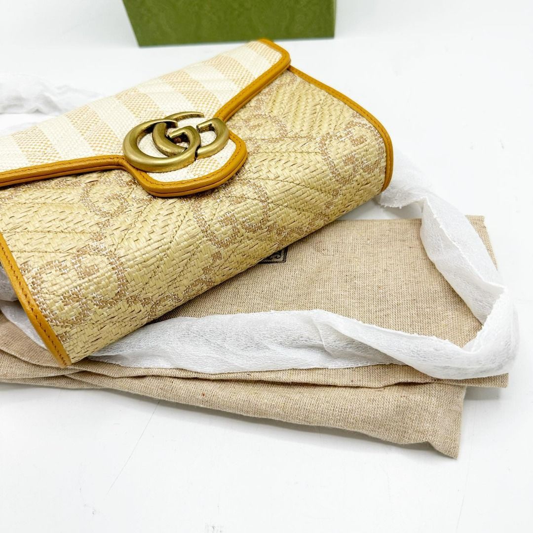 Marmont Large GG Raffia Crossbody, Luxury, Bags & Wallets on Carousell