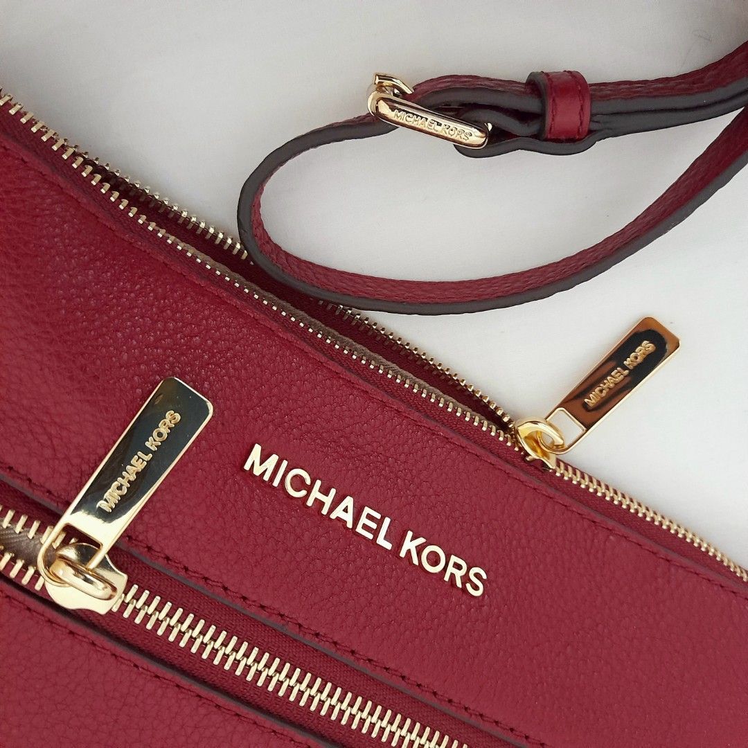 Michael Kors Riley Red Leather Sling, Women's Fashion, Bags & Wallets ...