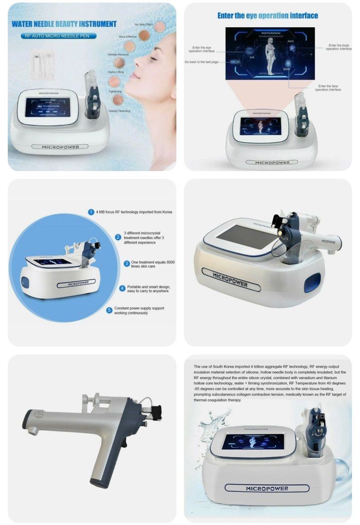 Micropower Water Mesotherapy Meso Gun Microneedles Fractional RF Beauty ...