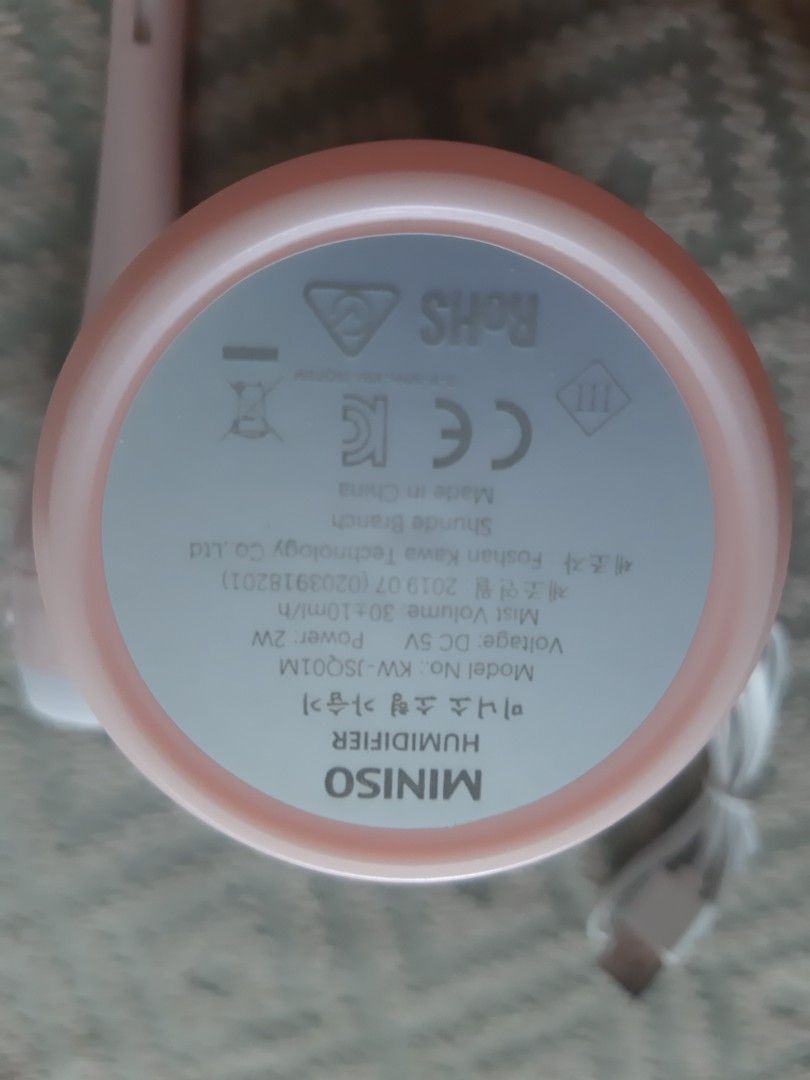 Miniso Humidifier Japan USB charging LED light 2 Spray modes 8 Hours ...