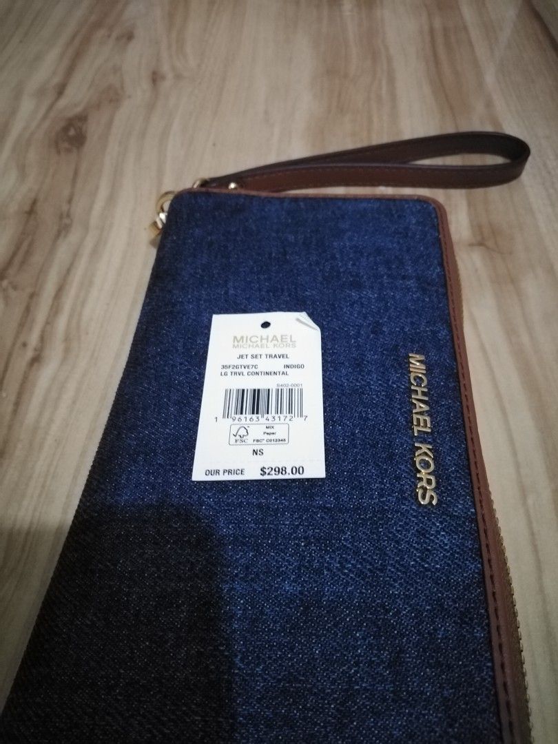 MK limited edition denim long wallet, Luxury, Bags & Wallets on Carousell
