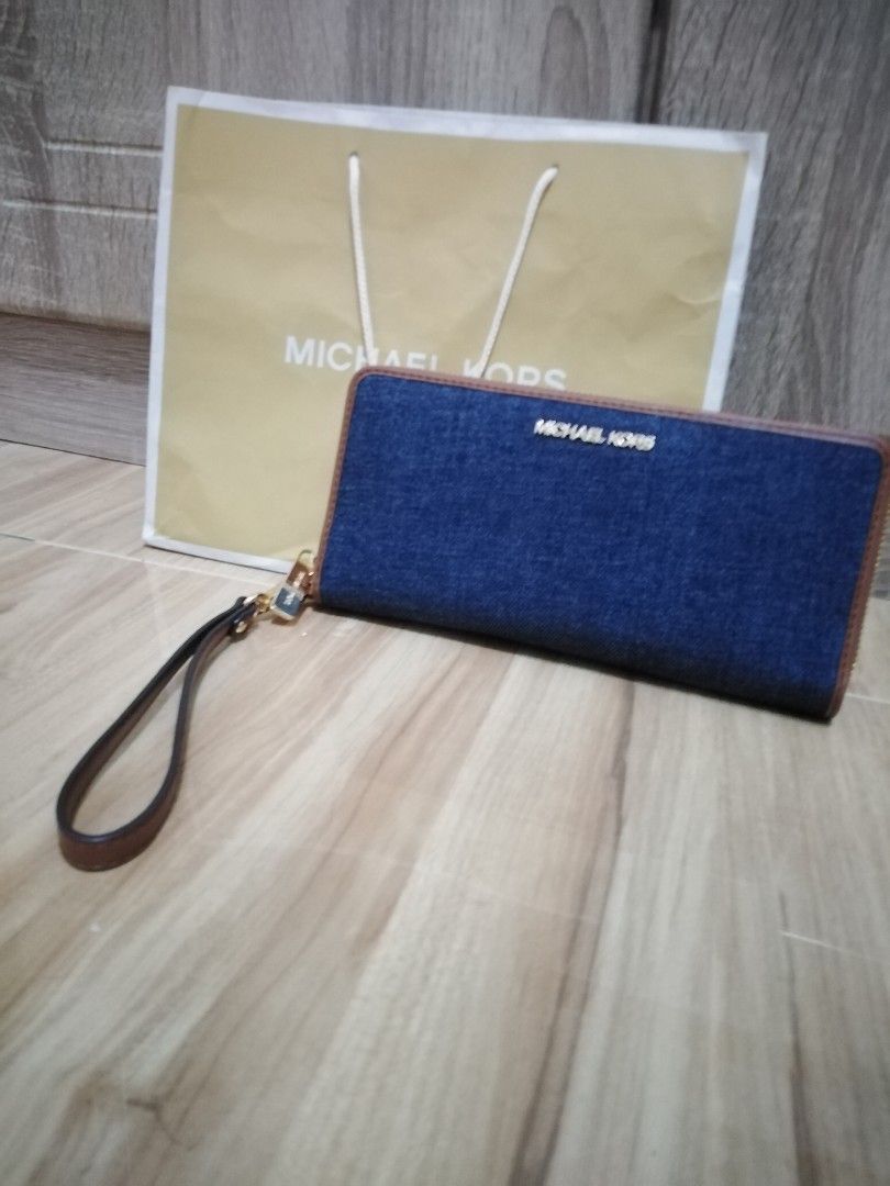 MK limited edition denim long wallet, Luxury, Bags & Wallets on Carousell