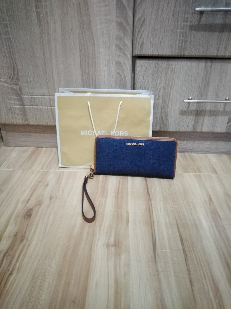 MK limited edition denim long wallet, Luxury, Bags & Wallets on Carousell