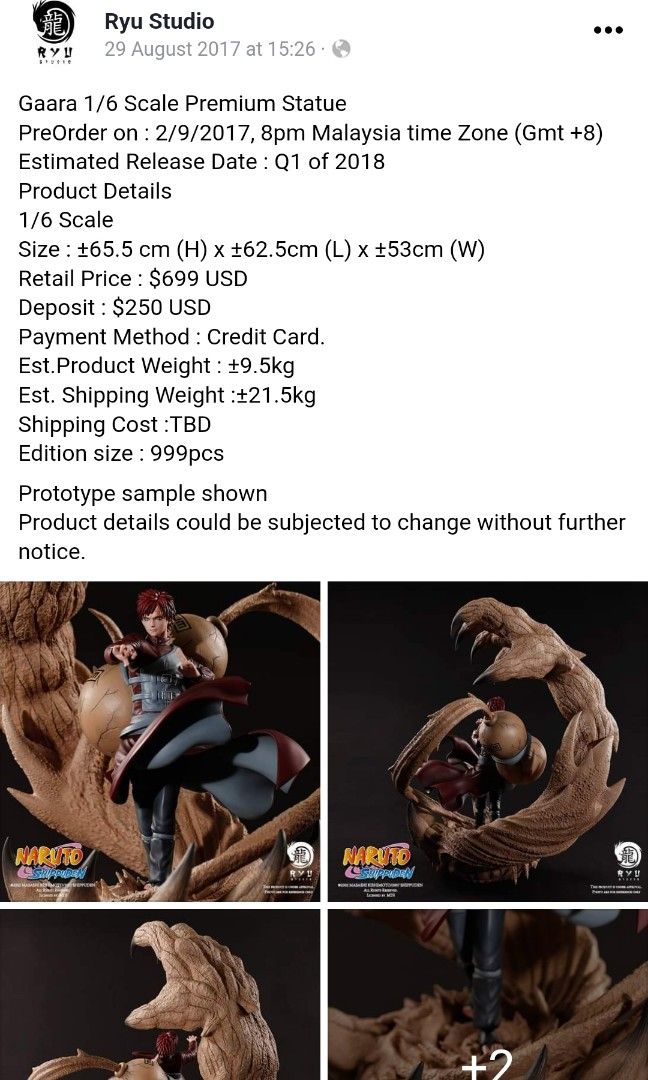 Naruto Gaara Ryu Studio Statue, Hobbies & Toys, Memorabilia ...