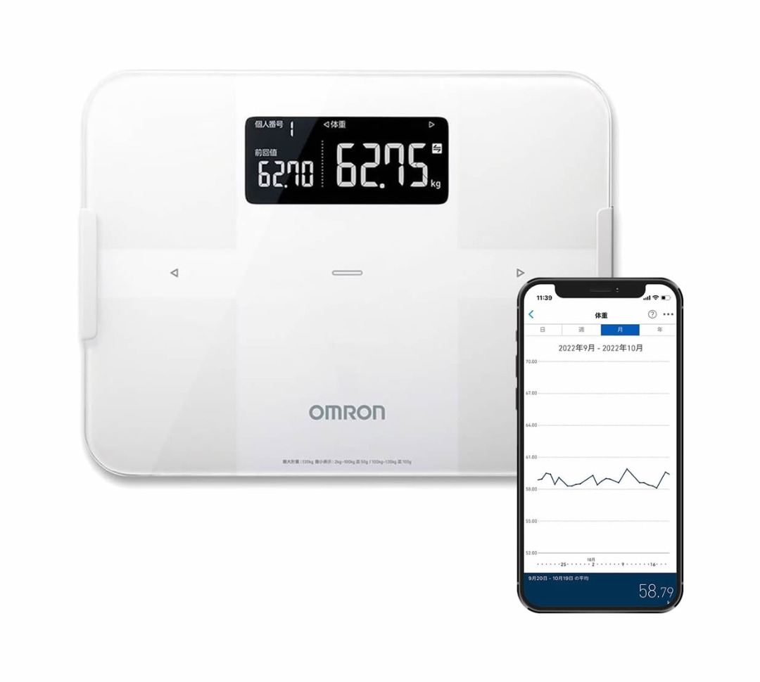 Omron Weighing Scale + Body Composition Monitor HBF-255T (White, Made ...