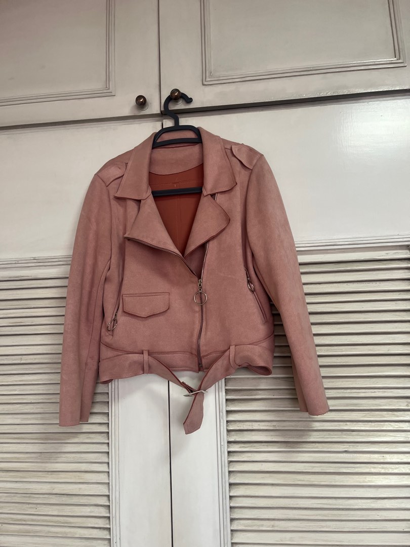Pink coquette suede jacket, Women's Fashion, Coats, Jackets and Outerwear on Carousell