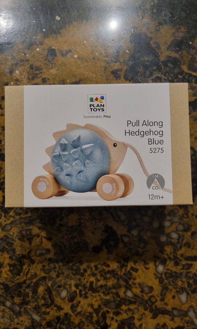 Plan Toys Pull Along Hedgehog Blue, Babies & Kids, Infant Playtime on Carousell