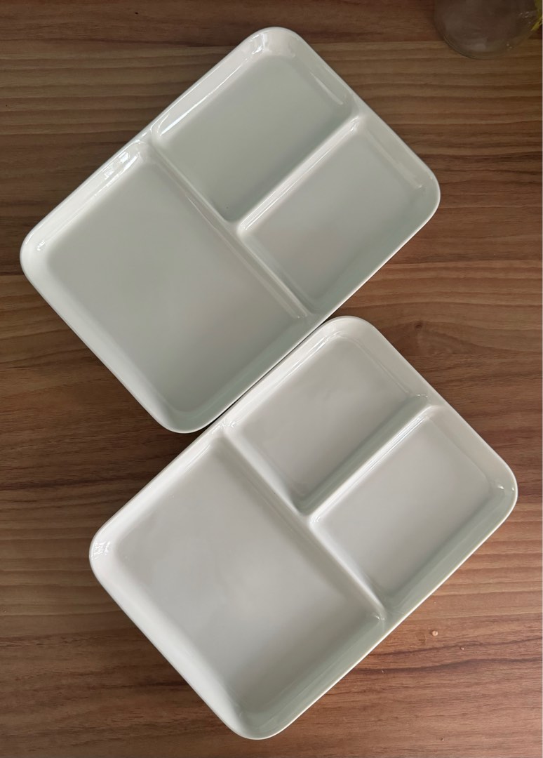 MUJI Porcelain square plate w/ partition, Furniture & Home Living ...