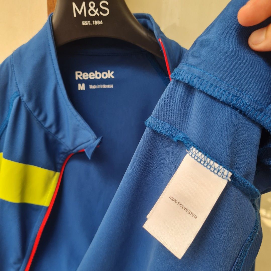 REEBOK Blue Sports Dri-Fit Jacket, Fesyen Wanita, Pakaian Wanita, Baju ...