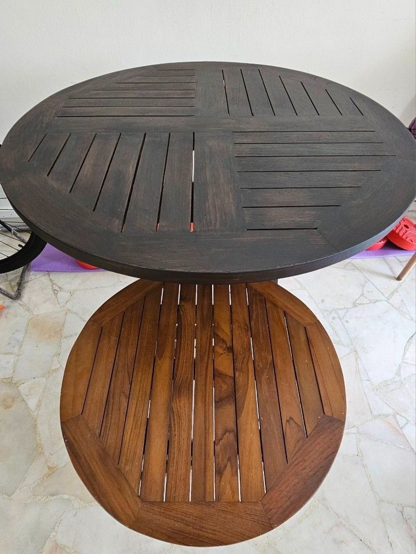 SCANTEAK STYLE PATIO GARDEN TEAK ROUND TABLE FOC FREE 1 PC MINI TEAK ...