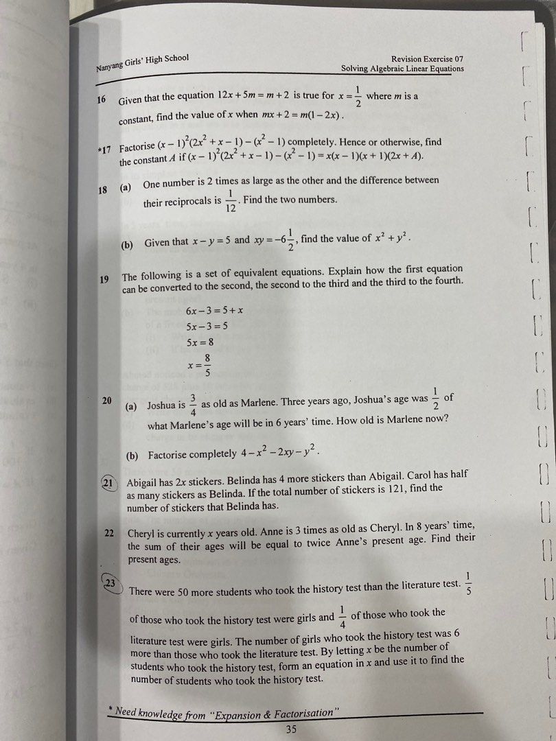 Sec 1 Math Worksheets, Hobbies & Toys, Books & Magazines, Assessment ...