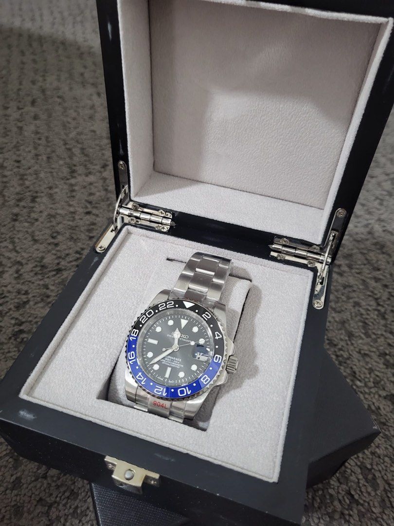 Seiko 'Batman' Submariner Dial Mod Watch, Luxury, Watches on Carousell