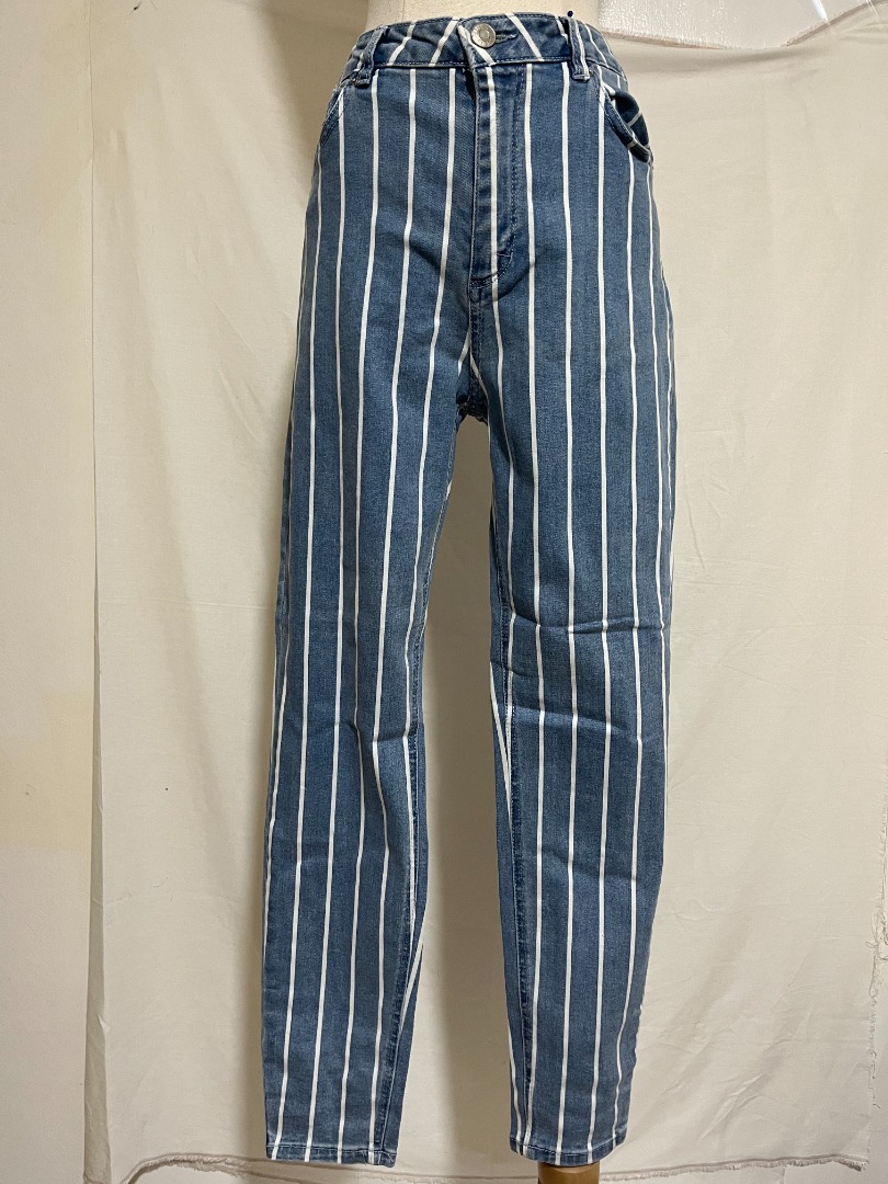 Stripe Jeans, Women's Fashion, Bottoms, Jeans on Carousell