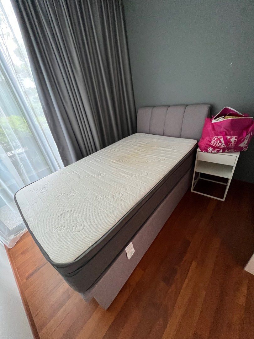 Super Single Storage Bed + Mattress, Furniture & Home Living, Furniture ...