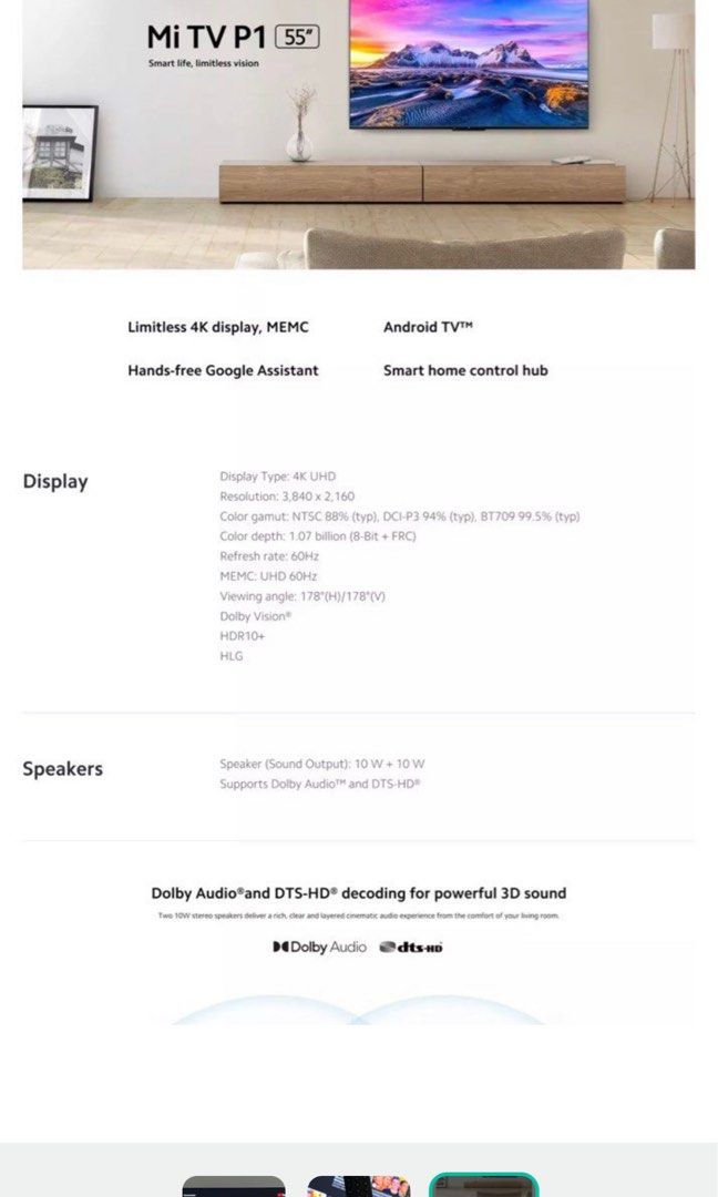 Xiaomi TV 55 Inch 4K UHD Android Smart TV Dolby Vision, TV & Home ...