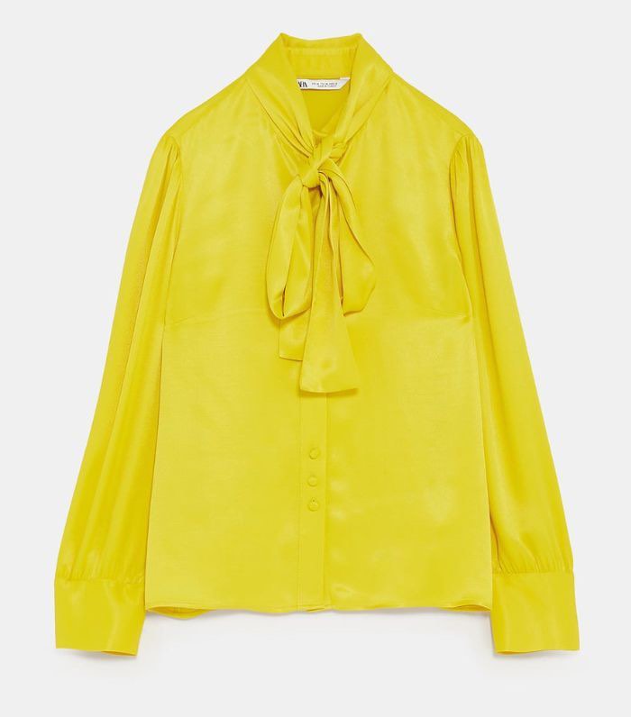 ZARA satin bow tie top, Women's Fashion, Tops, Blouses on Carousell