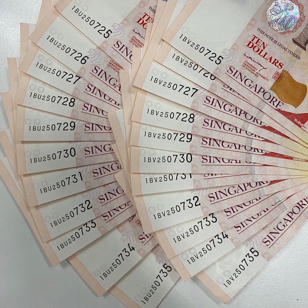 $10 paper notes in running numbers and prefixes, Hobbies & Toys ...