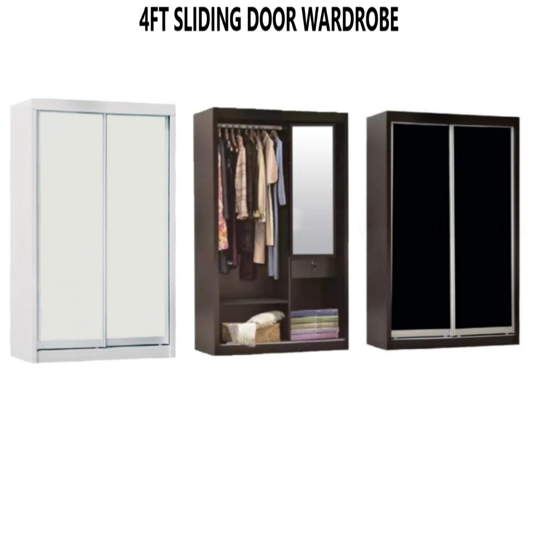 4FT SLIDING DOOR WARDROBE, Furniture & Home Living, Furniture, Shelves ...