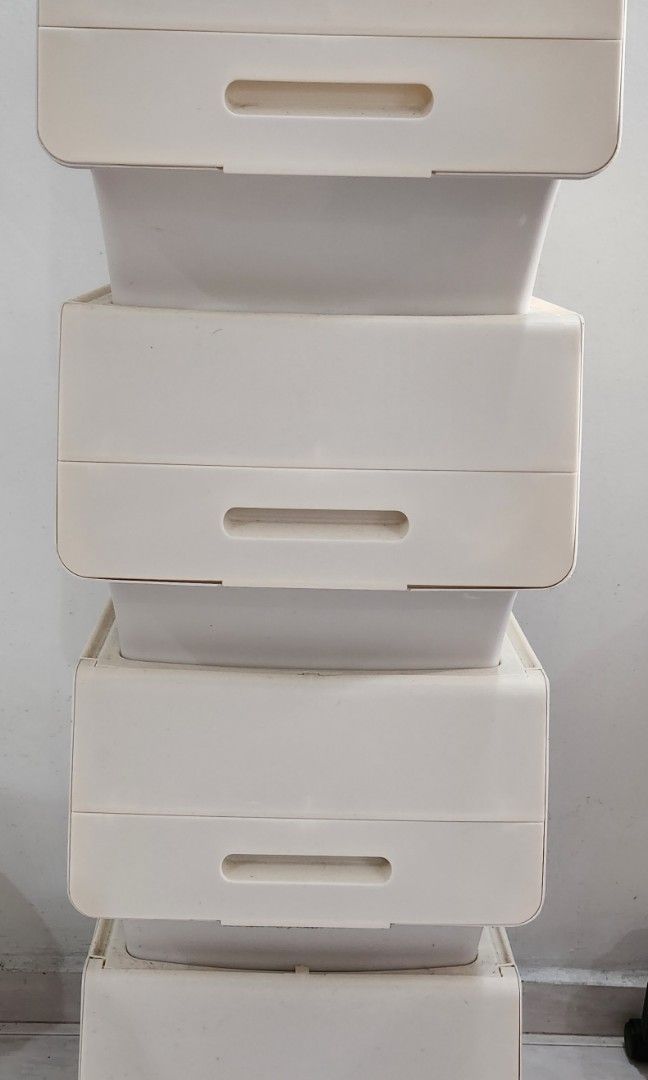 4-Tier Stackable plastic storage containers (White), Furniture & Home ...