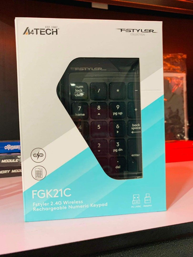 A4Tech FGK21C Fstyler 2.4G Wireless Rechargeable Numeric Keypad Grey, Computers & Tech, Parts ...
