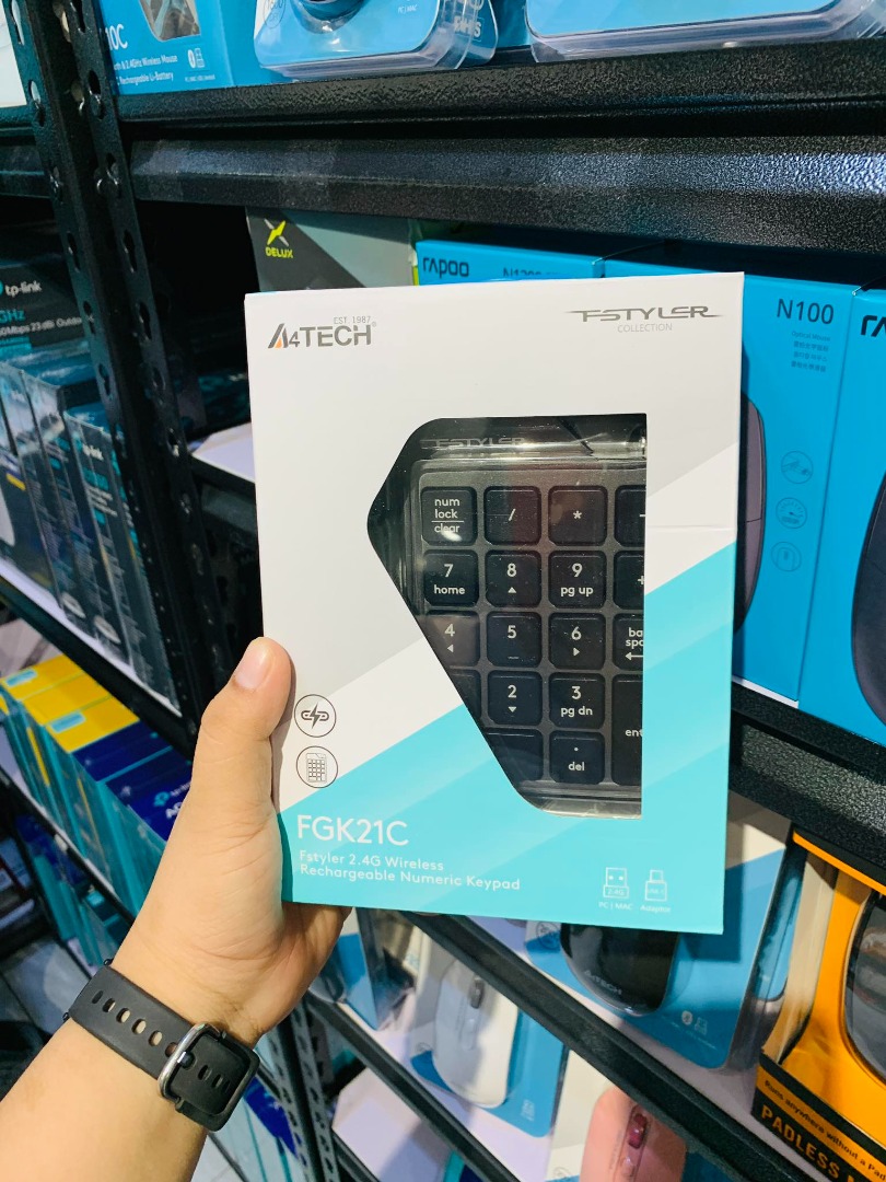 A4Tech FGK21C Fstyler 2.4G Wireless Rechargeable Numeric Keypad Grey, Computers & Tech, Parts ...