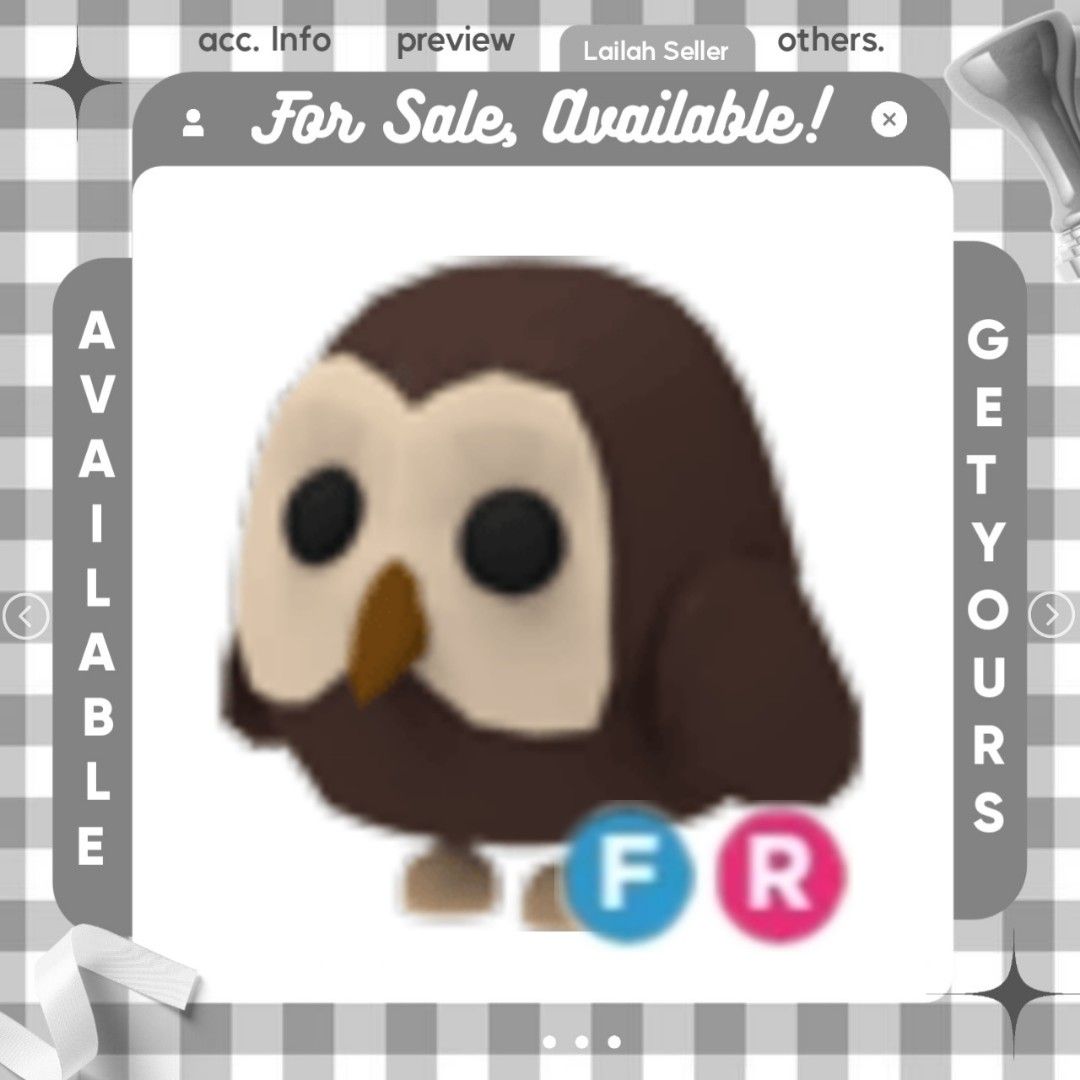 Adopt me | FR Owl | Legendary pet | Roblox, Hobbies & Toys, Toys ...