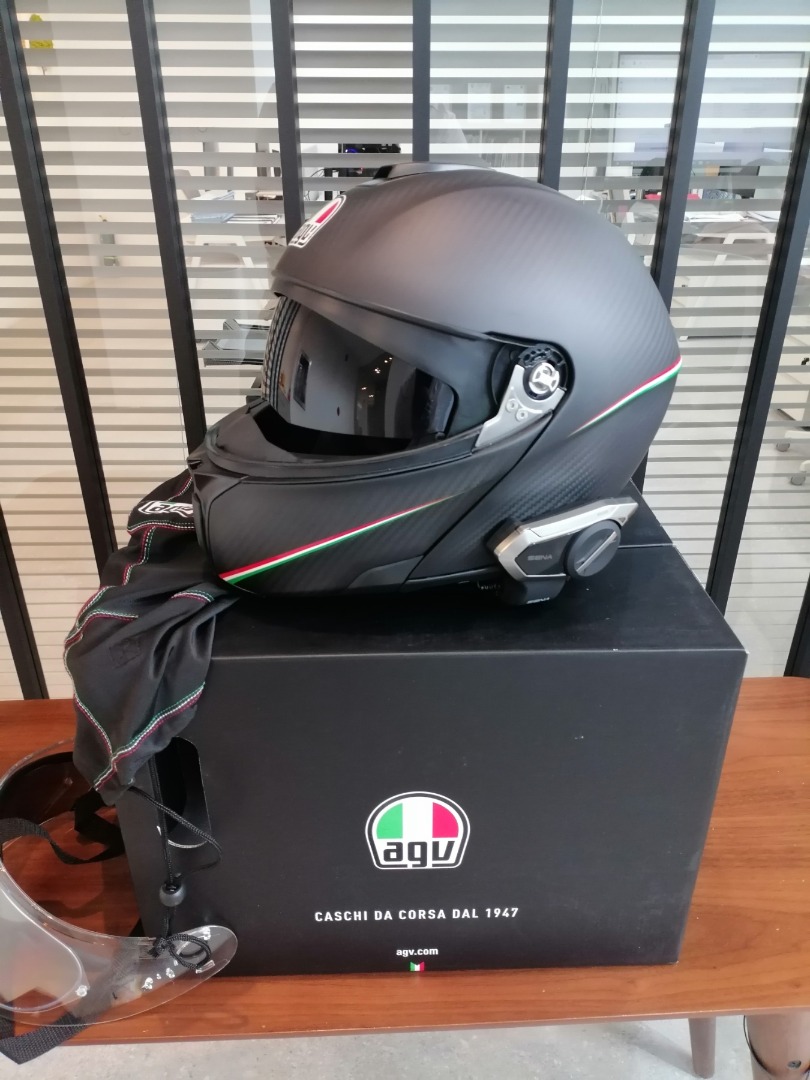 AGV Tricolore Sport Modular with SENA Intercom, Motorbikes, Motorbike ...