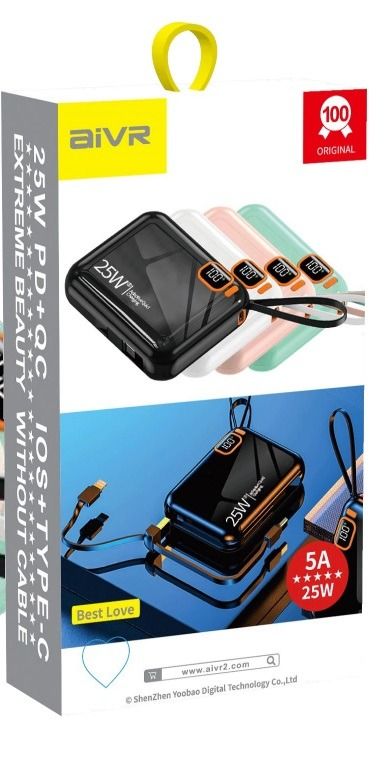 AIVR MINI Y142 TYPE C 25W 10000MAH WITH 2 IN 1 DETACTABLE CABLE ...