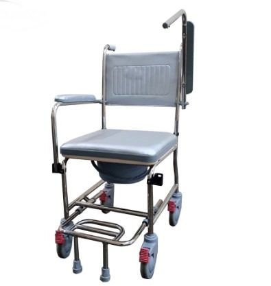 Anti-Rust Luxe Aluminium Mobile Commode Chair with Flip-Up Armrest ...